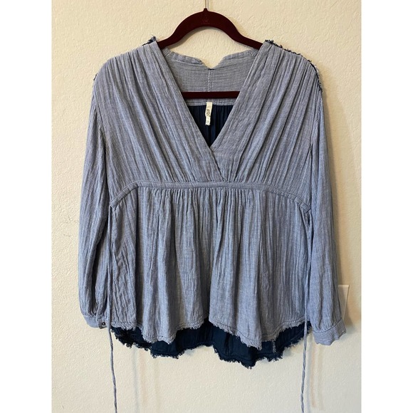 Free People | Tops | Free People Blue Boho Style Top | Poshmark